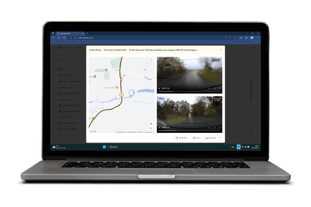 Front and Rear-Facing Dashcams for Fleet Vehicles | SureCam